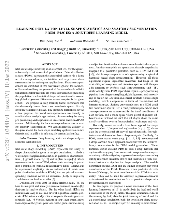 (PDF) Learning Population-level Shape Statistics and Anatomy Segmentation From Images: A Joint ...