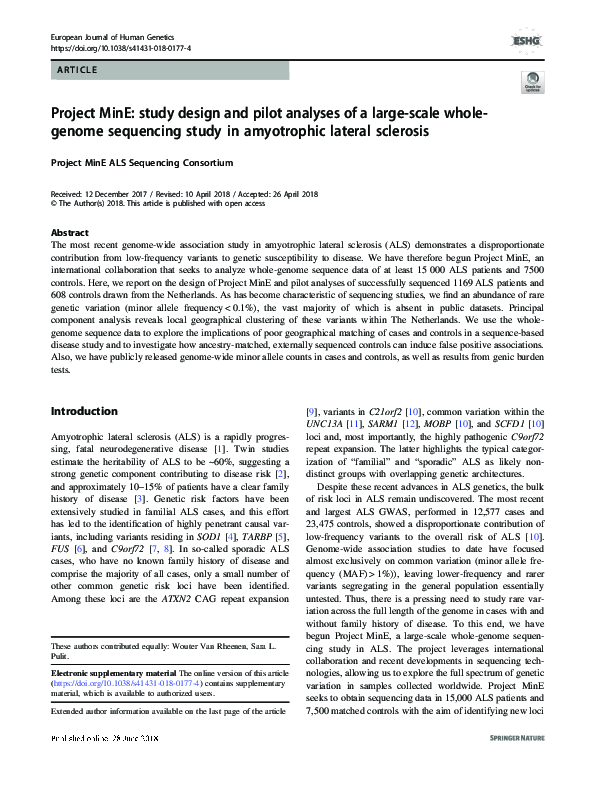 (PDF) Project MinE: study design and pilot analyses of a large-scale ...