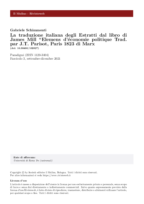 (PDF) La traduzione italiana degli Estratti dal libro di James Mill ...