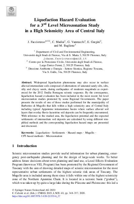 (PDF) Liquefaction Hazard Evaluation for a 3rd Level Microzonation ...