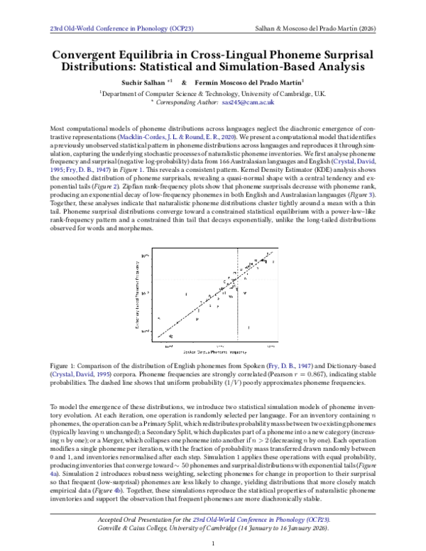 (PDF) Convergent Equilibria in Cross-Lingual Phoneme Surprisal ...