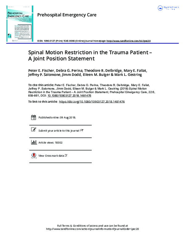 (PDF) Spinal Motion Restriction in the Trauma Patient – A Joint ...
