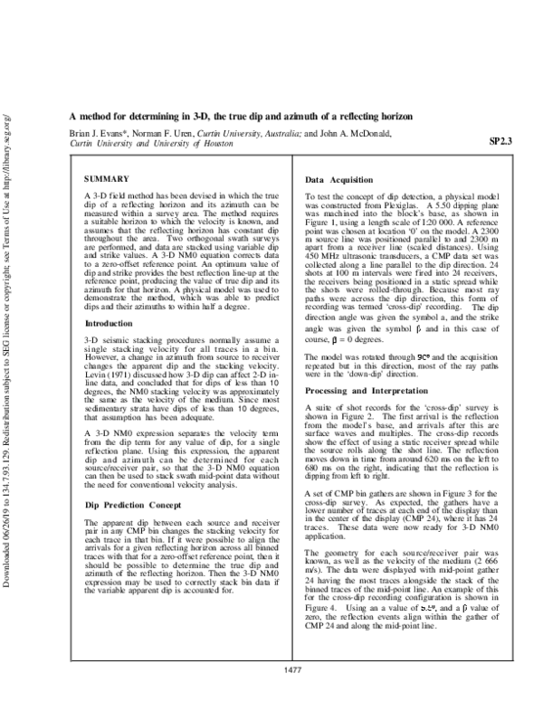 (PDF) A method for determining in 3‐D, the true dip and azimuth of a ...