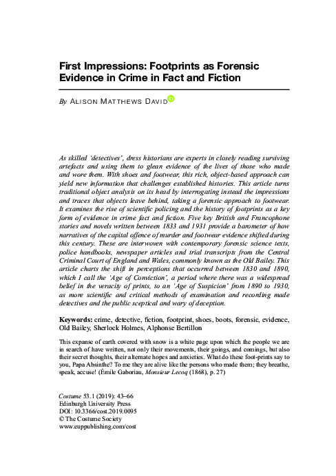 (PDF) First Impressions: Footprints as Forensic Evidence in Crime in ...