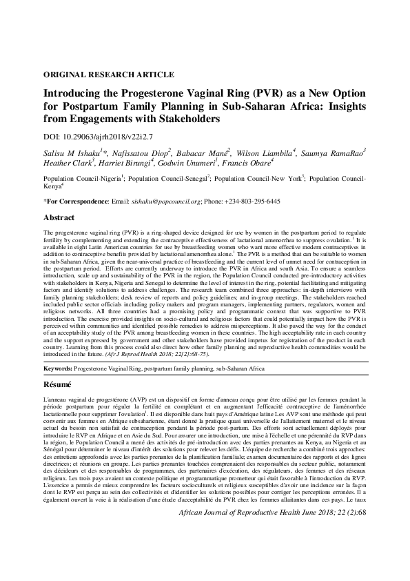 (PDF) Introducing the Progesterone Vaginal Ring (PVR) as a New Option ...