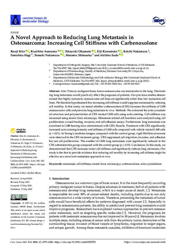 (PDF) A Novel Approach to Reducing Lung Metastasis in Osteosarcoma ...
