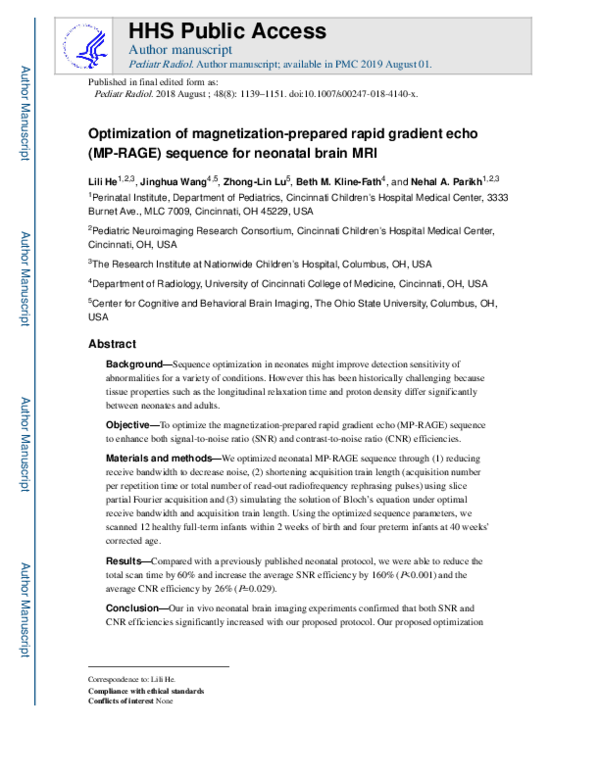 (PDF) Optimization of magnetization-prepared rapid gradient echo (MP ...
