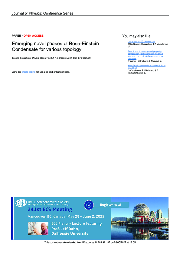 (PDF) Emerging novel phases of Bose-Einstein Condensate for various ...