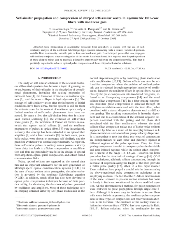 (PDF) Self-similar propagation and compression of chirped self-similar ...