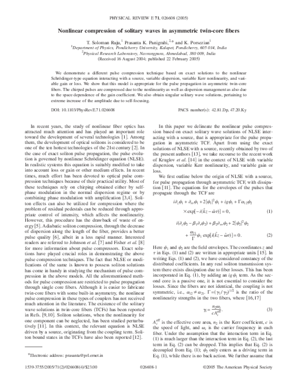 (PDF) Nonlinear compression of solitary waves in asymmetric twin-core ...