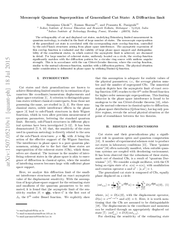 (PDF) Mesoscopic quantum superposition of the generalized cat state: A ...