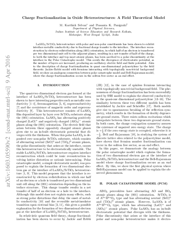 (PDF) Charge fractionalization in oxide heterostructures: A field ...
