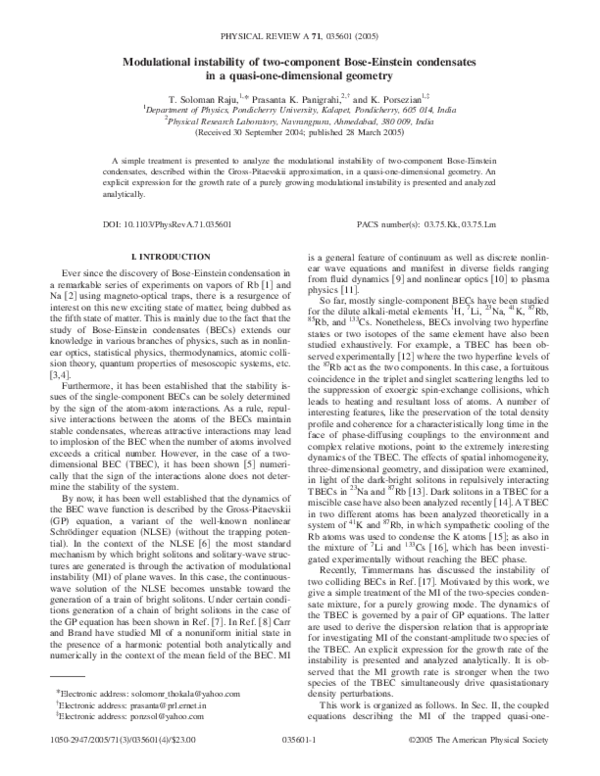 (PDF) Modulational instability of two-component Bose-Einstein ...