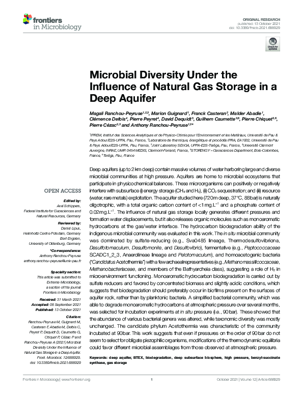 (PDF) Microbial Diversity Under the Influence of Natural Gas Storage in ...