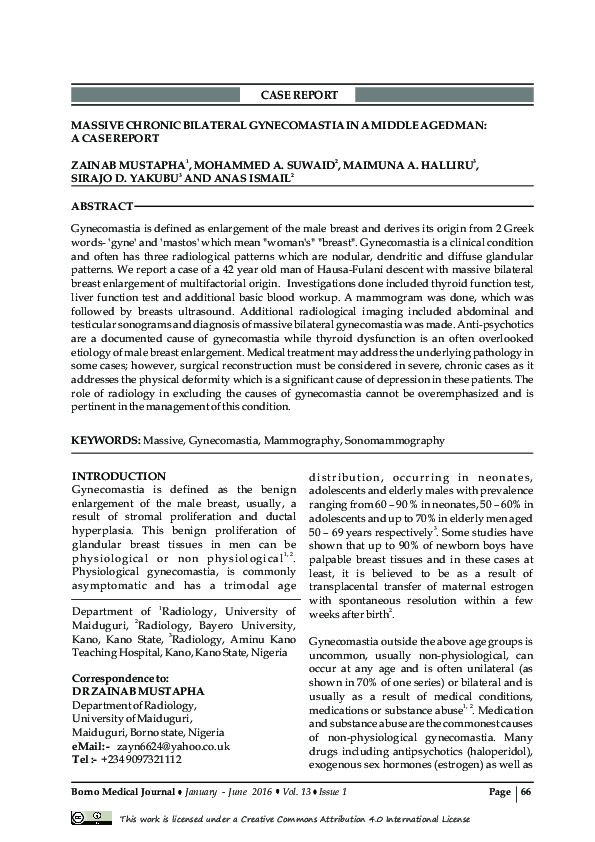 (PDF) Massive Chronic Bilateral Gynecomastia in a Middle Aged Man : A ...