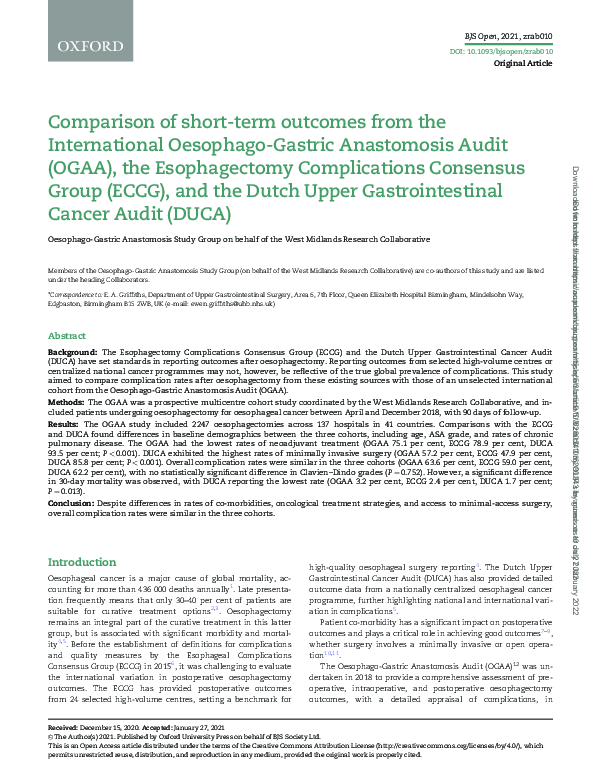 (PDF) Comparison of short-term outcomes from the International ...