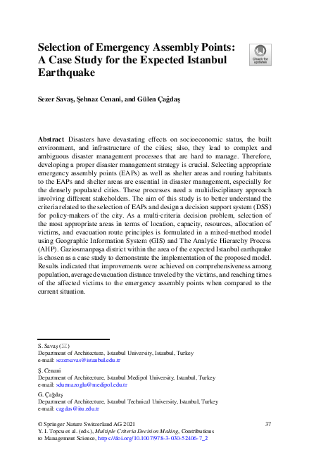 (PDF) Selection of Emergency Assembly Points: A Case Study for the ...