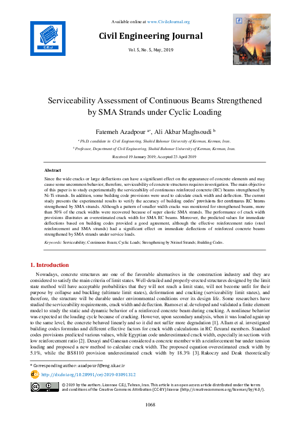 (PDF) Serviceability Assessment of Continuous Beams Strengthened by SMA ...