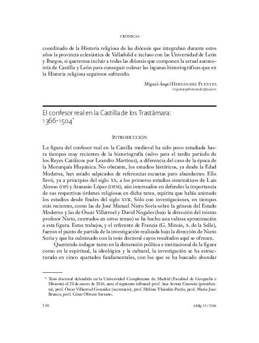 (PDF) El confesor real en la Castilla de los Trastámara: 1366-1504