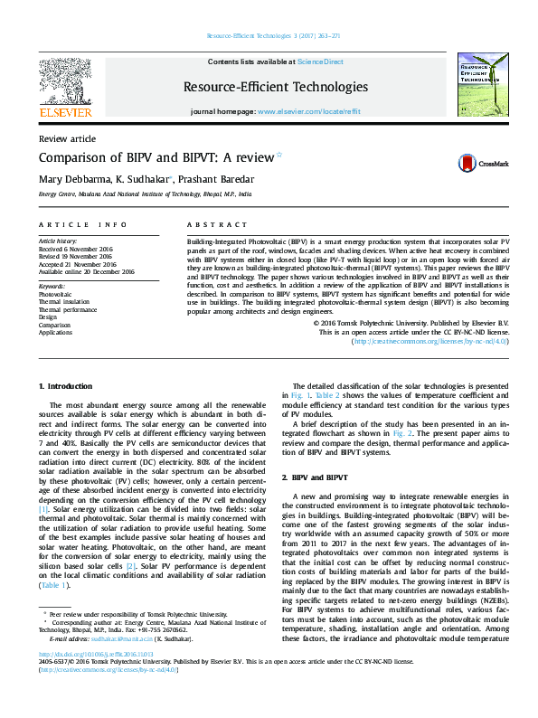 (PDF) Comparison of BIPV and BIPVT: A review