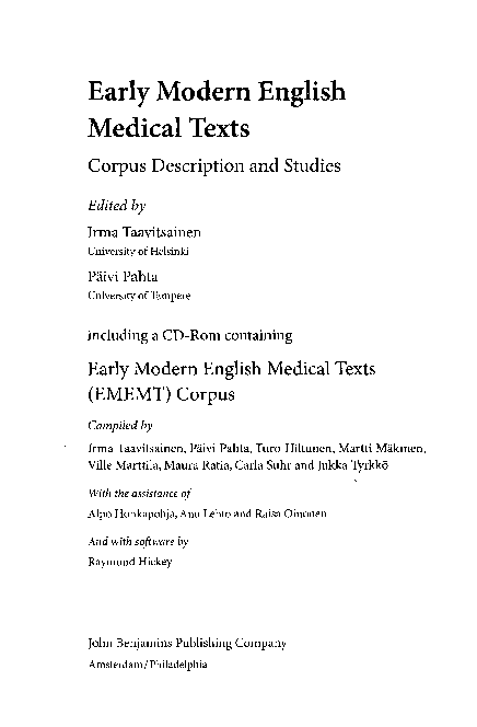 (PDF) Early Modern English Medical Texts