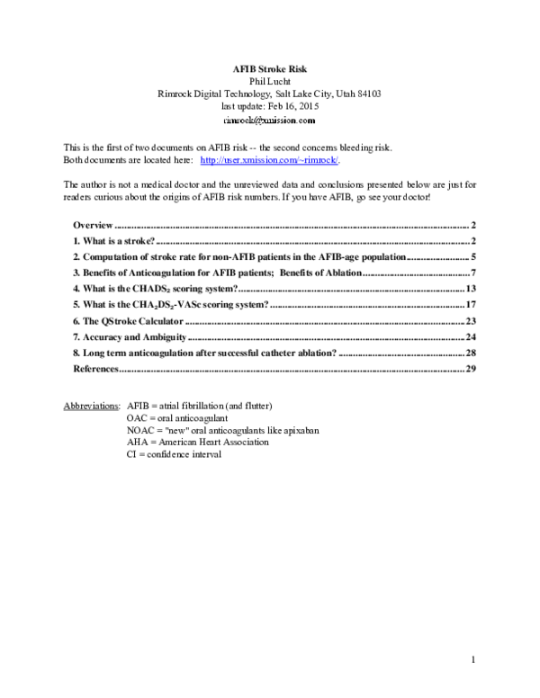 (PDF) AFIB Stroke Risk
