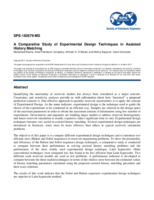 (PDF) A Comparative Study of Experimental Design Techniques in Assisted ...