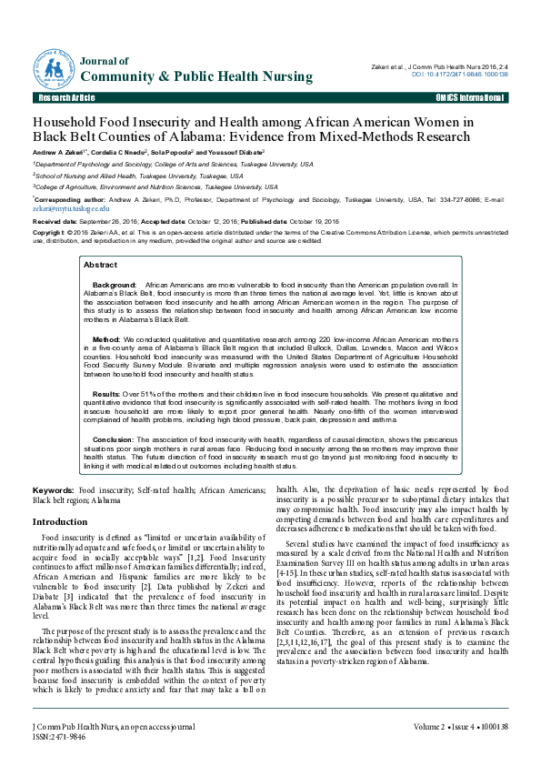 (PDF) Household Food Insecurity and Health among African American Women ...