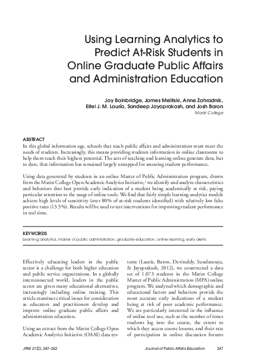 (PDF) Using Learning Analytics to Predict At-Risk Students in Online ...