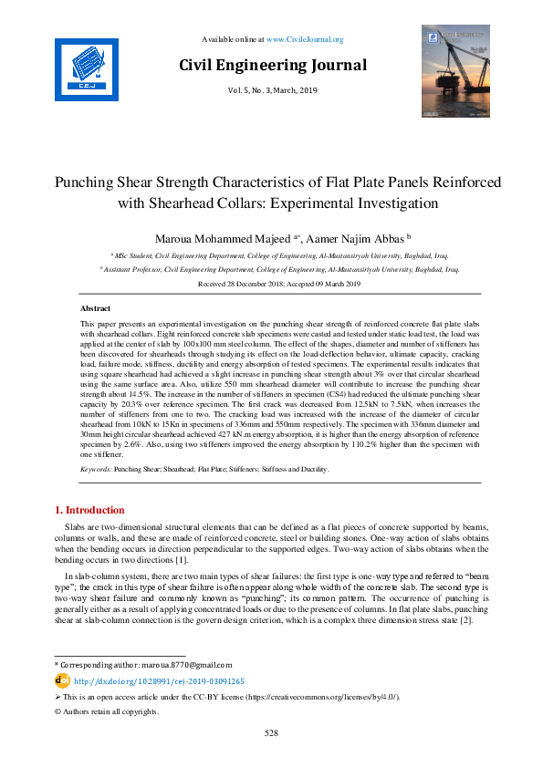 (PDF) Punching Shear Strength Characteristics of Flat Plate Panels ...