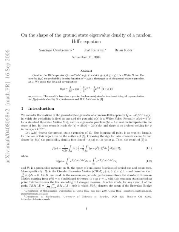 (PDF) On the shape of the ground state eigenvalue density of a random ...