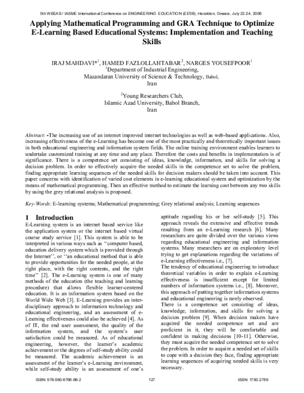 (PDF) Applying mathematical programming and GRA technique to optimize e ...