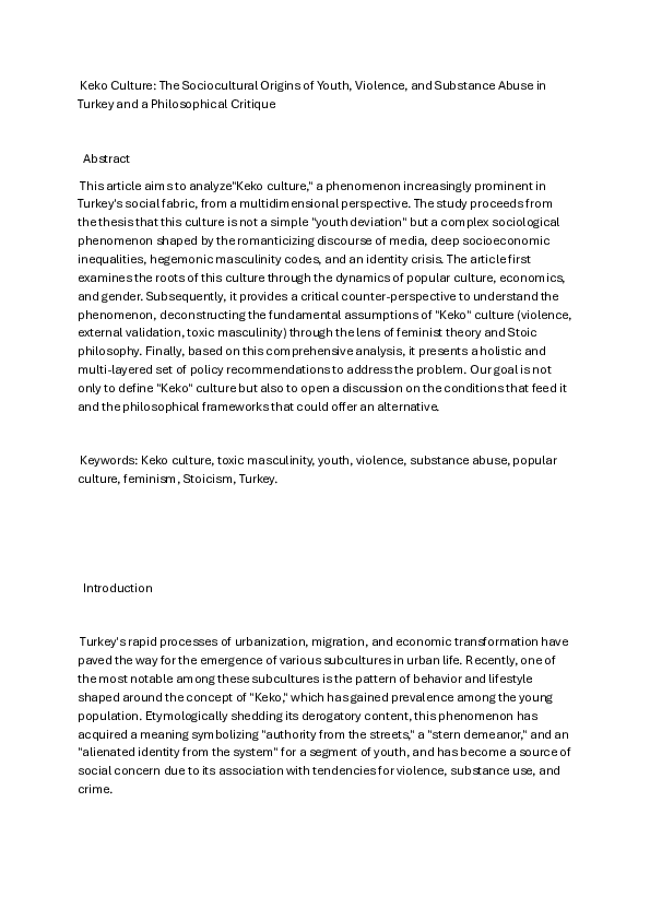 (PDF) Keko Culture: The Sociocultural Origins of Youth, Violence, and ...