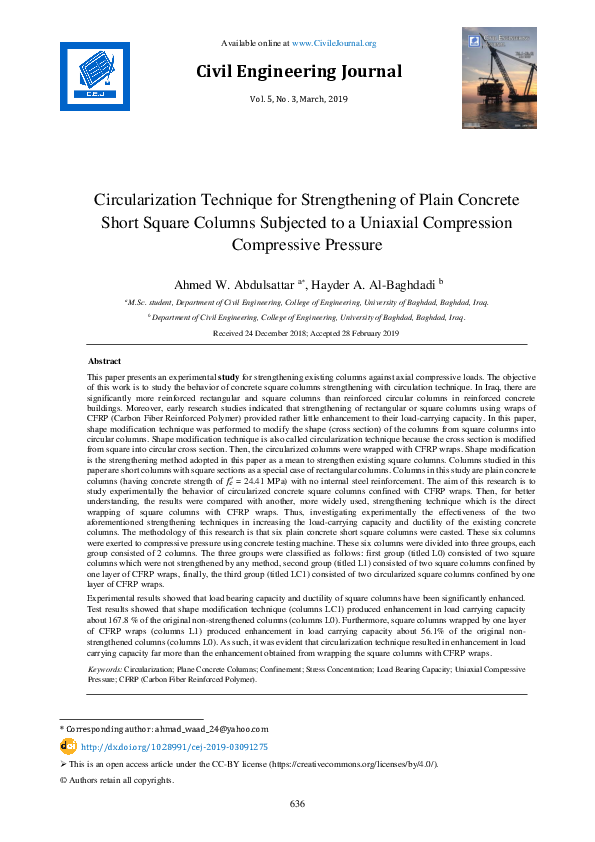 (PDF) Circularization Technique for Strengthening of Plain Concrete ...