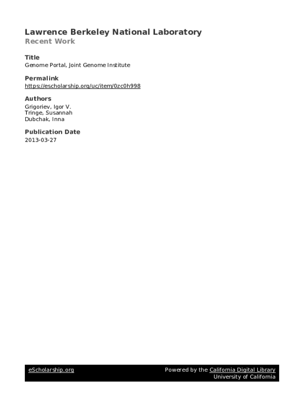 (PDF) Genome Portal, Joint Genome Institute