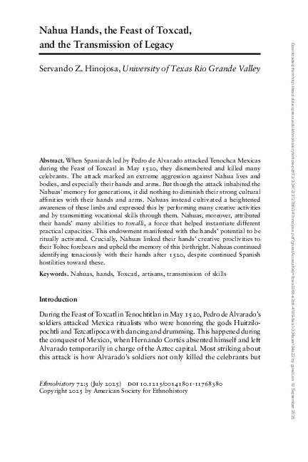 (PDF) Nahua Hands, the Feast of Toxcatl, and the Transmission of Legacy.