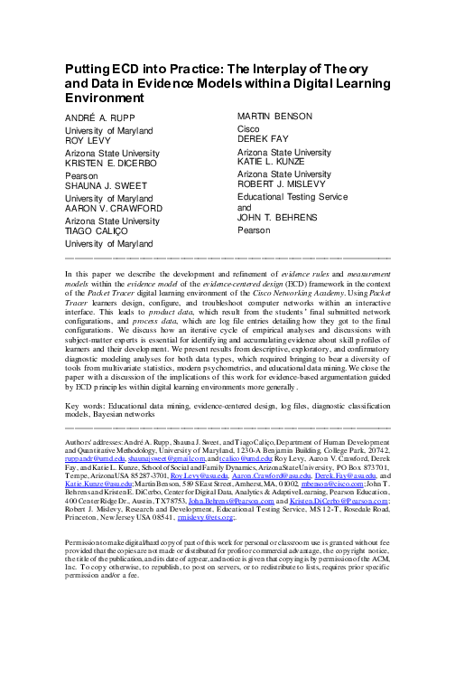 (PDF) Putting ECD into Practice: The Interplay of Theory and Data in ...