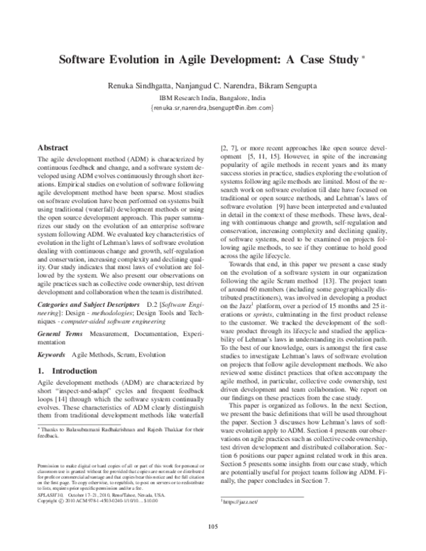 (PDF) Software evolution in agile development