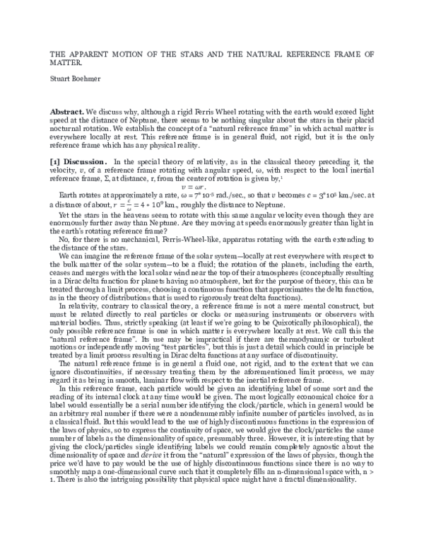 (PDF) The Apparent Motion of the Stars and the Natural Reference Frame ...