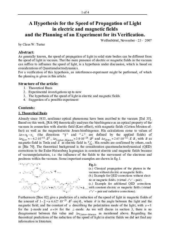 (PDF) A Hypothesis regarding the Refraction of Light and the precise ...