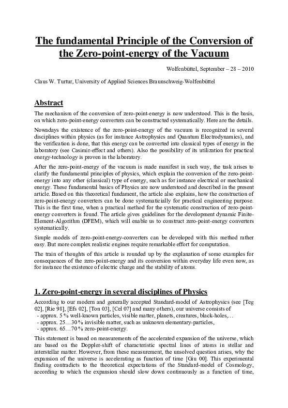 (PDF) The fundamental Principle of the Conversion of Zero-point-energy ...