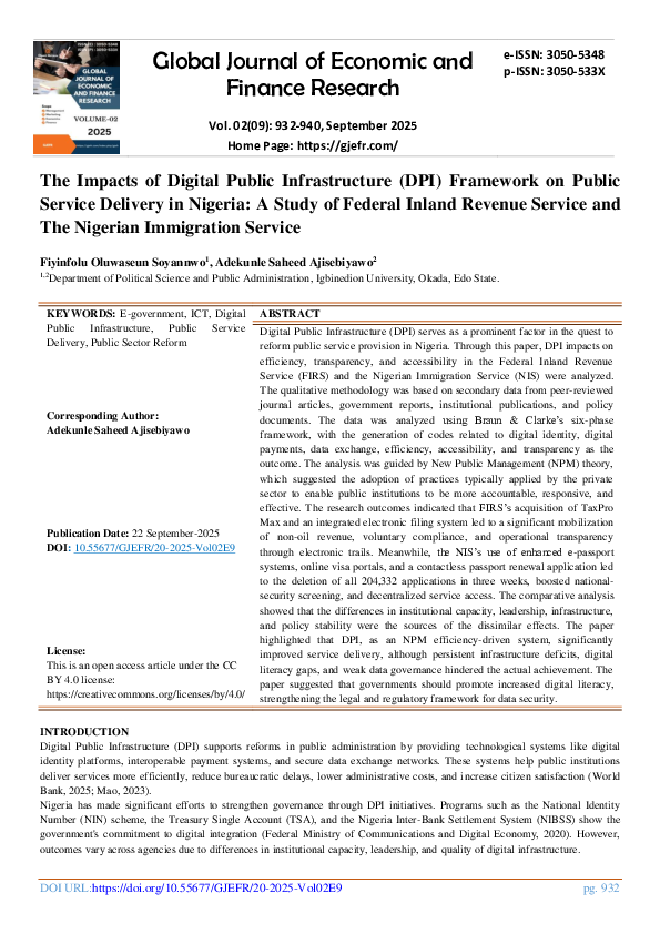 (PDF) The Impacts of Digital Public Infrastructure (DPI) Framework on ...