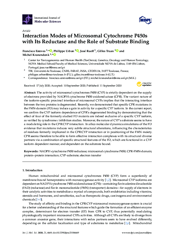 (PDF) Interaction Modes of Microsomal Cytochrome P450s with Its ...