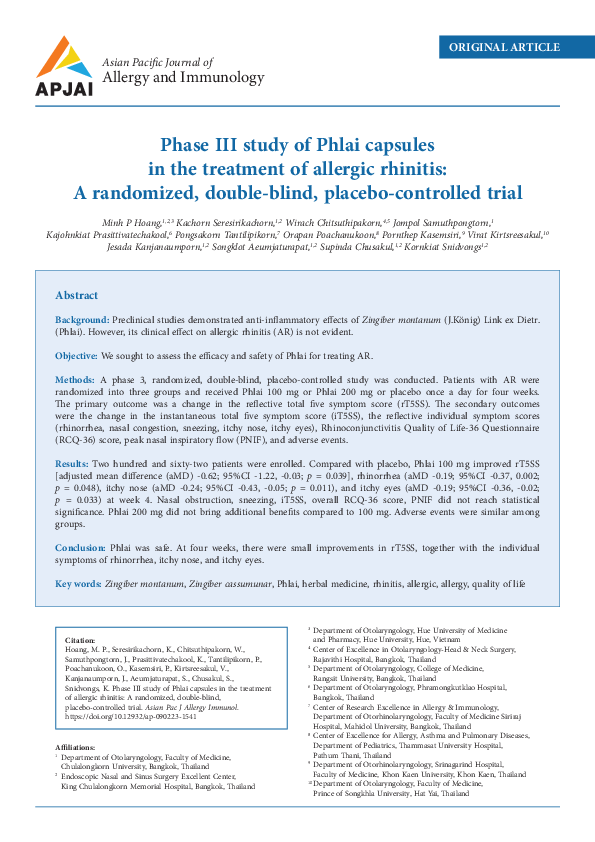 (PDF) Phase III study of Phlai capsules in the treatment of allergic rhinitis: A randomized ...