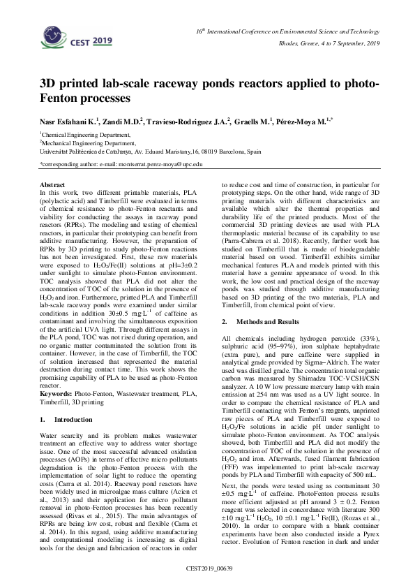 (PDF) 3D printed lab-scale raceway ponds reactors for photo-Fenton ...