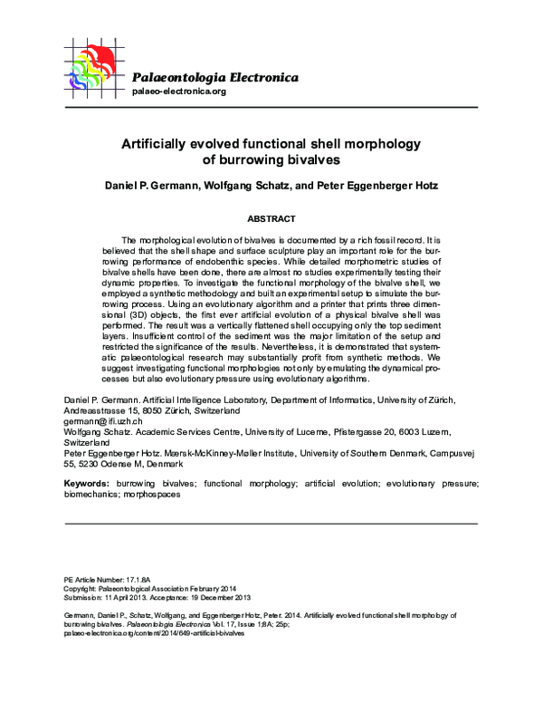 (PDF) Artificially evolved functional shell morphology of burrowing ...