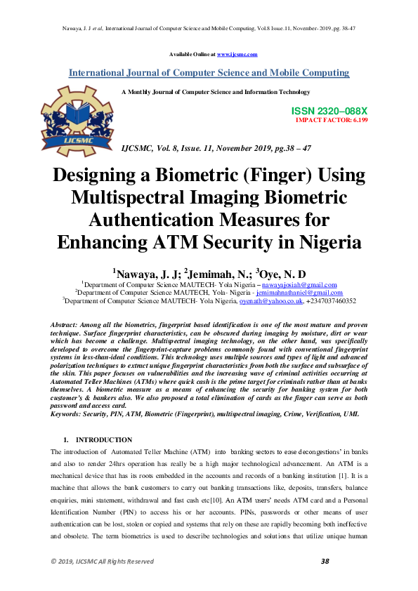 (PDF) Designing a Biometric (Finger) Using Multispectral Imaging ...