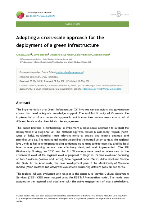 (PDF) Adopting a cross-scale approach for the deployment of a green ...
