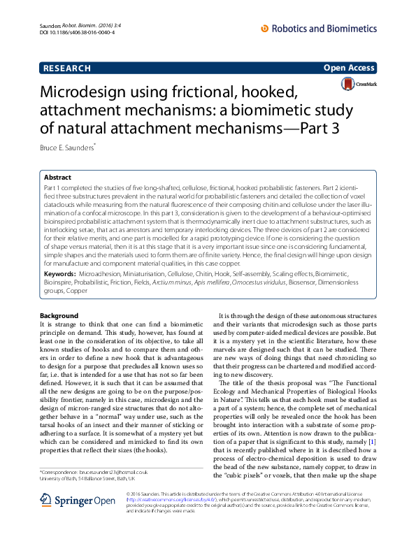 (PDF) Microdesign using frictional, hooked, attachment mechanisms: a ...
