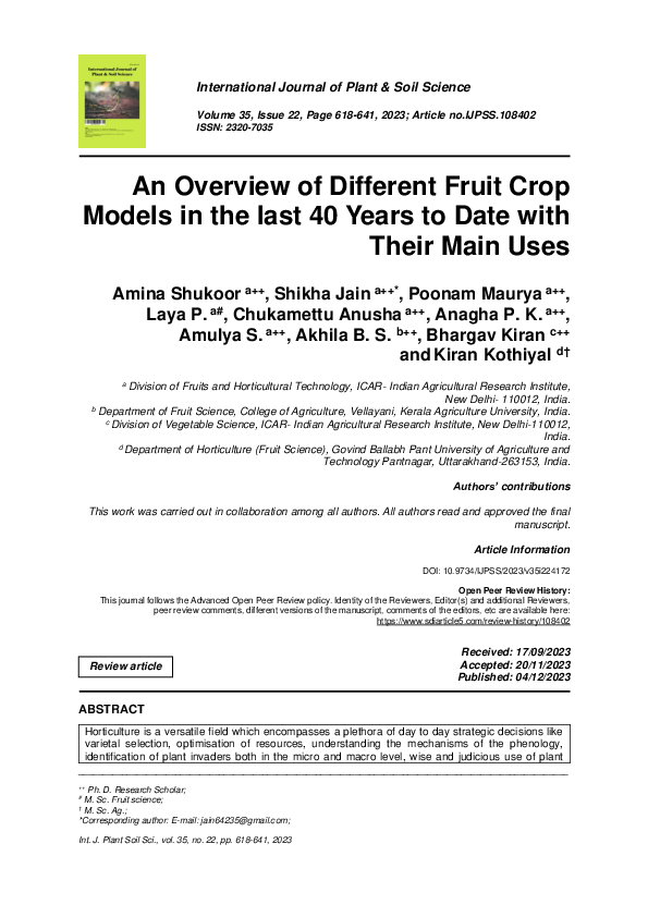 (PDF) An Overview of Different Fruit Crop Models in the last 40 Years ...
